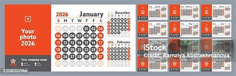 2026년 달력 새해 벽 플래너 디자인 영어 캘린더 빨간색 벡터 템플릿입니다 한 주는 일요일에 시작됩니다 사업 계획 0명에 대한 스톡 벡터 아트 및 기타 이미지 Istock
