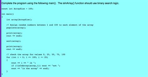 Solved Complete The Program Using The Following Main