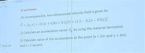 solved id and name nan incompressible two dimensional