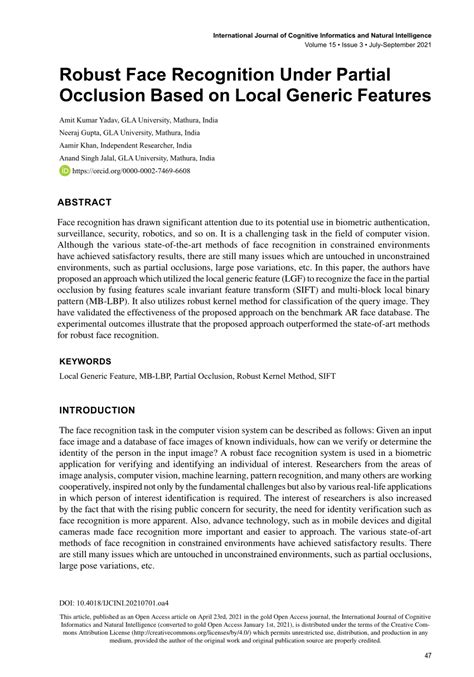Pdf Robust Face Recognition Under Partial Occlusion Based On Local