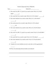 Prelab Prelab For Experiment For CHM L Name Panther ID How Much Tris MW G Mol