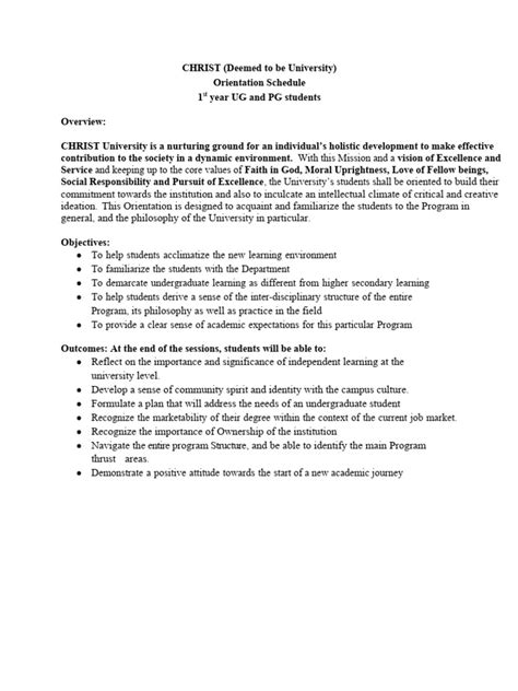 Orientation Schedule Freshers Bsc Pdf Behavior Modification Liberal Arts Education