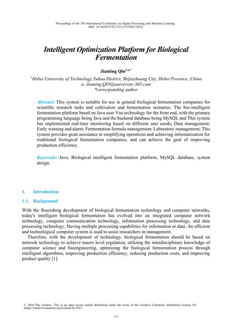 Pdf Intelligent Optimization Platform For Biological Fermentation