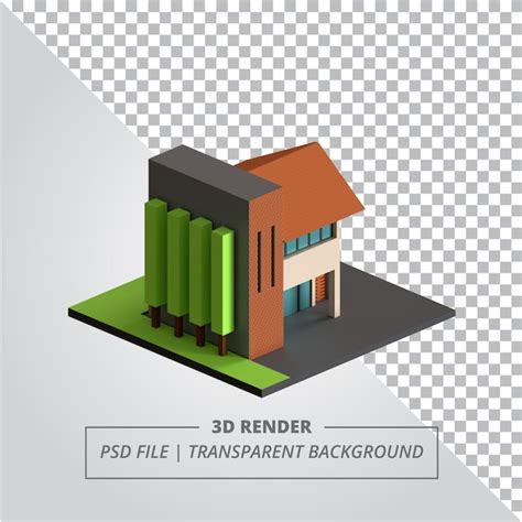 Premium Psd Modern Vintage House 3d Render Isolated Images