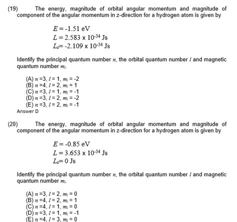 Solved The Energy Magnitude Of Orbital Angular Momentum Chegg