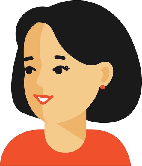 플랫 스타일의 젊은 여성 아바타 얼굴 아이콘 프리미엄 벡터