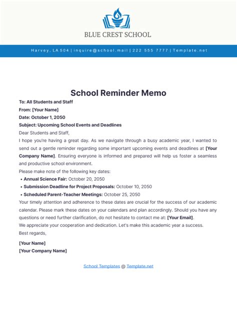 Free School Memo Templates And Examples Edit Online And Download