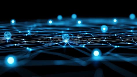 Abstract Technology Background Dark Blue Geometric Circuitry Connected Nodes Global Network