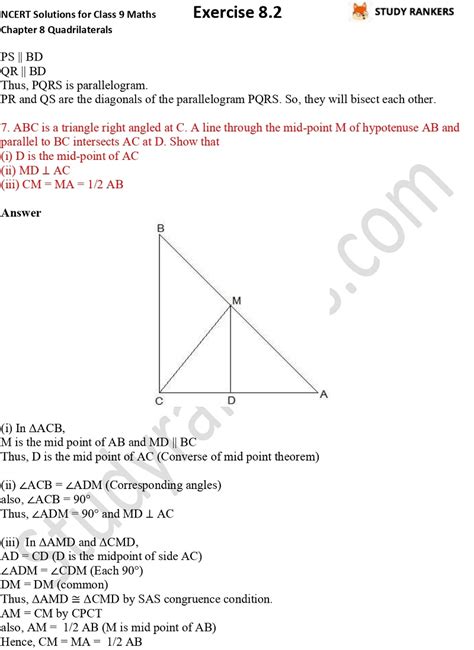 Ncert Solutions For Class 9 Maths Chapter 8 Quadrilaterals Exercise 82