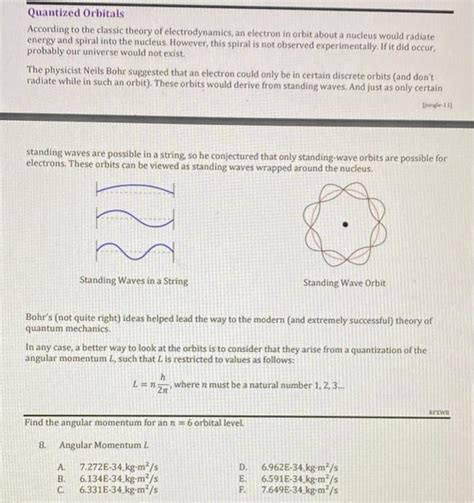 Solved Quantized Orbitals According To The Classic Theory Of