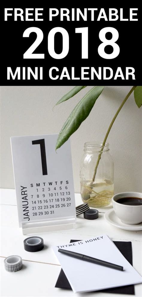 Free Printable 2018 Mini Calendar Thyme Is Honey Mini Calendars Desk Calendars Diy Desk