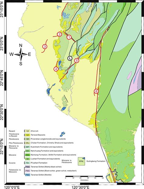 geological map with major faults and major structures in sw taiwan download scientific diagram