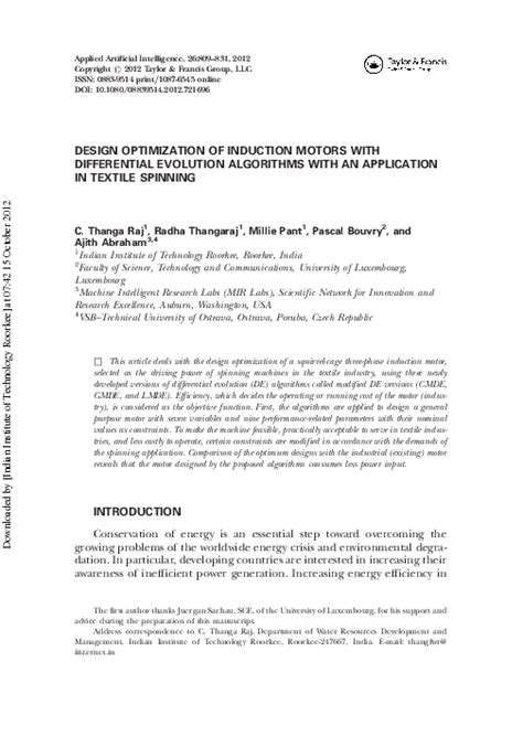 Pdf Design Optimization Of Induction Motors With Differential
