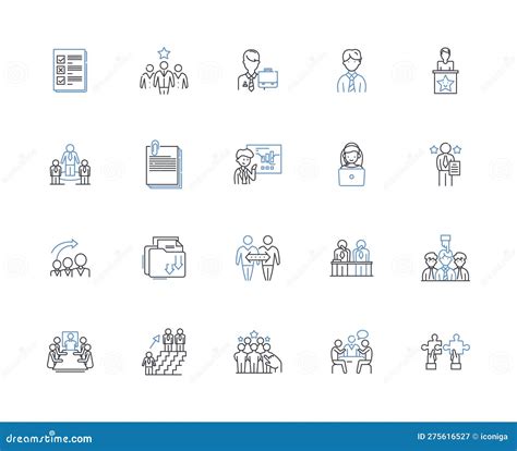 Firm Organization Line Icons Collection Hierarchy Structure