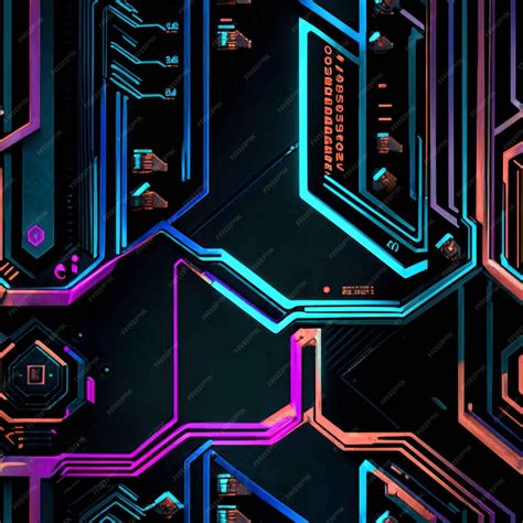 Premium Ai Image Seamless Cyberpunk Texture Pattern