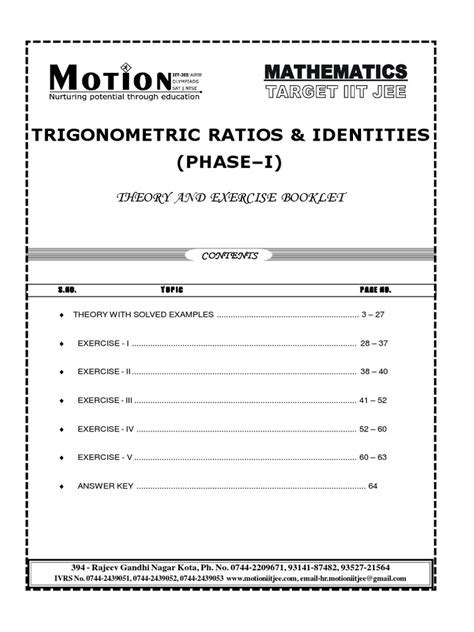 Theory And Exercise Pdf Trigonometric Functions Sine