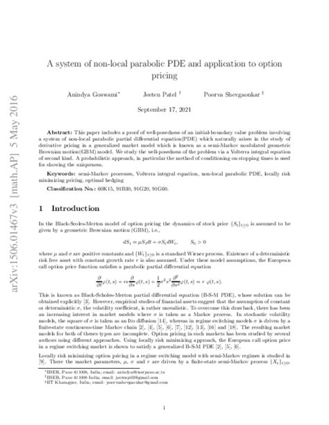 Pdf A System Of Degenerate Non Local Parabolic Pde And Application
