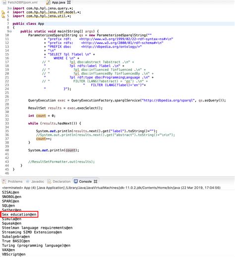 Java Problem Getting Only Programming Languages From Dbpedia Using