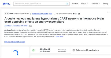 Arcuate Nucleus And Lateral Hypothalamic Cart Neurons In The Mouse
