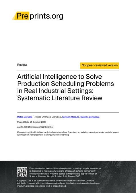 pdf artificial intelligence to solve production scheduling problems