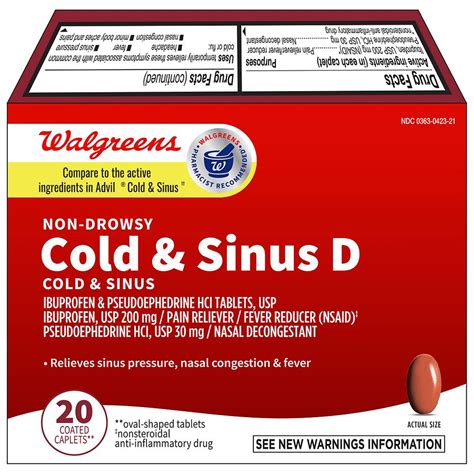 Walgreens Cold And Sinus D Coated Caplets Walgreens