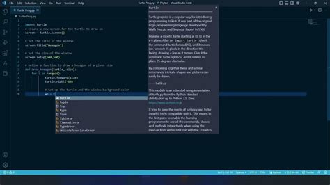 Python Turtle Graphics Tutorial How To Draw A Filled Hexagon Youtube