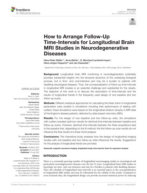 Pdf How To Arrange Follow Up Time Intervals For Longitudinal Brain
