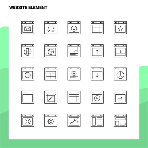 Set Of Website Element Line Icon Set 25 Icons Vector Minimalism Style Design Black Icons Set