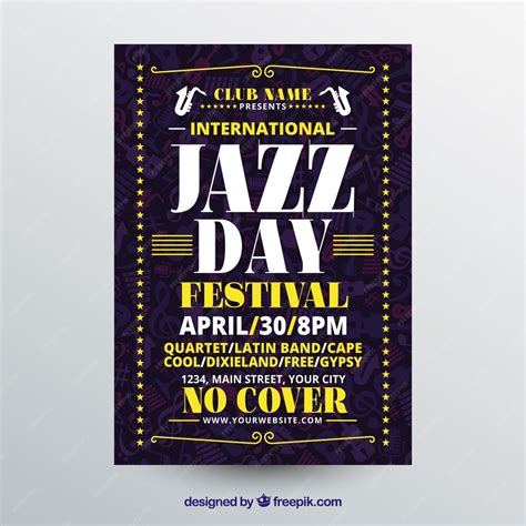 국제 재즈의 날을위한 멋진 평면 포스터 무료 벡터