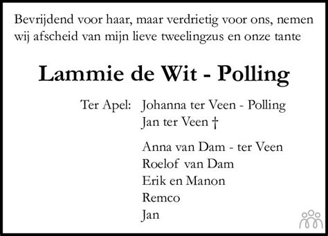 lammegien de wit polling 13 03 2024 overlijdensbericht en condoleances