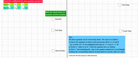 Matrix Method To Solve Linear Equations Geogebra