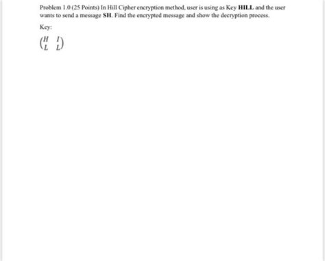 Solved Problem 10 25 Points In Hill Cipher Encryption