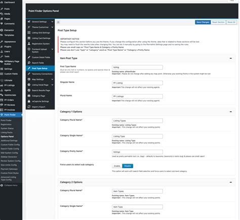 Post Type Setup Pointfinder Documentation