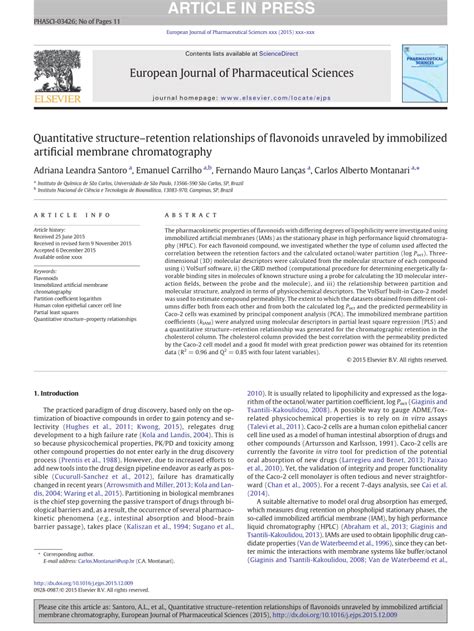Pdf Quantitative Structureretention Relationships Of Flavonoids Unraveled By Immobilized