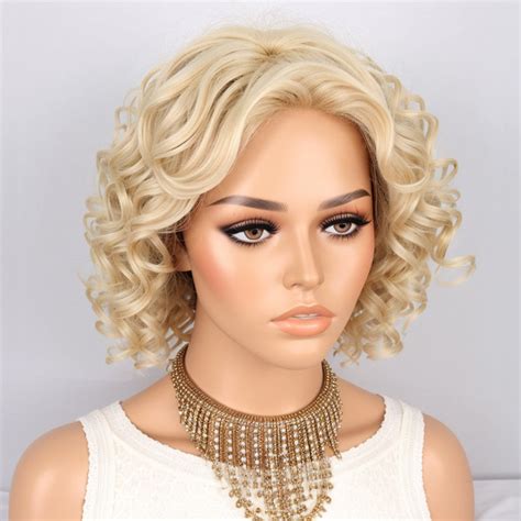 Short Wavy Human Hair Wigs 613 Blonde Lace Front Bob Wigs Linktohair