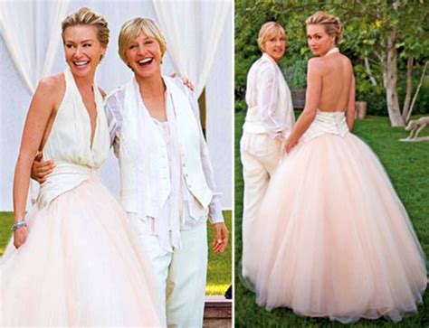 Ellen Degeneres And Portia De Rossi Wedding Day Celebrity Wedding Gowns Celebrity Wedding