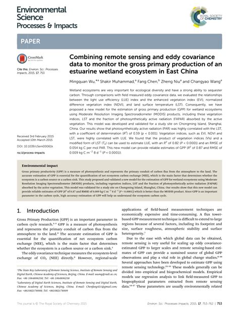 Pdf Combining Remote Sensing And Eddy Covariance Data To Monitor