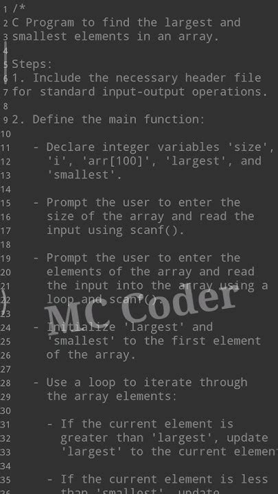 How To Find Largest And Smallest Elements In Array C Program To Find