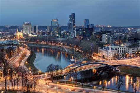 Litwa Wilno Miasto Noc