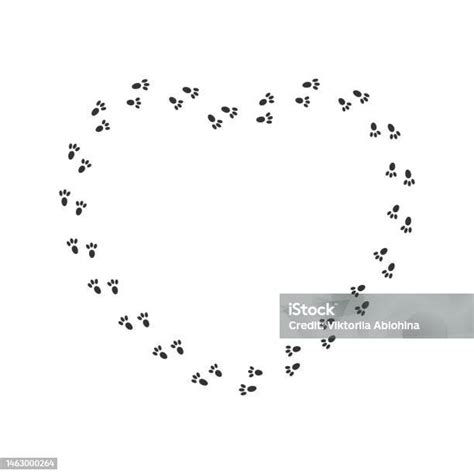 토끼 발자국 토끼 발 단계 토끼 발 실루엣이 있는 하트 모양의 프레임 발렌타인 데이 또는 부활절 인사말 카드 또는 포토 프레임 디자인 달리기에 대한 스톡 벡터 아트 및 기타