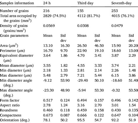 Statistics Of Overall Grains Binarised Image After Segmentation Result Download Scientific
