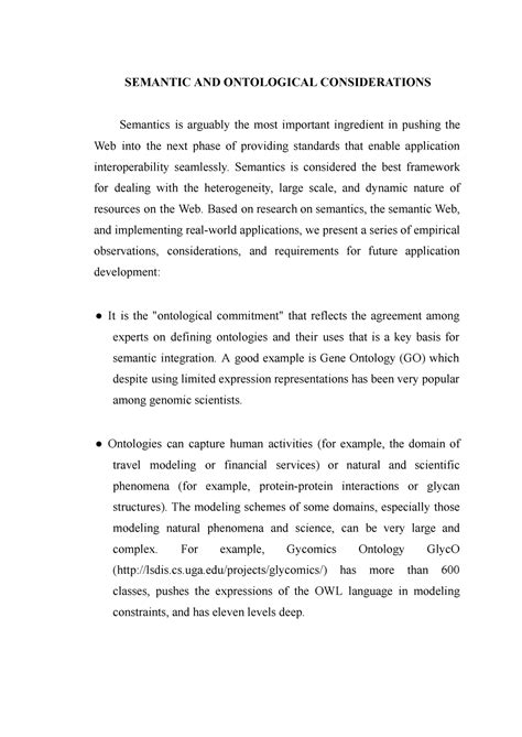 semantics and ontological considerations semantic and ontological