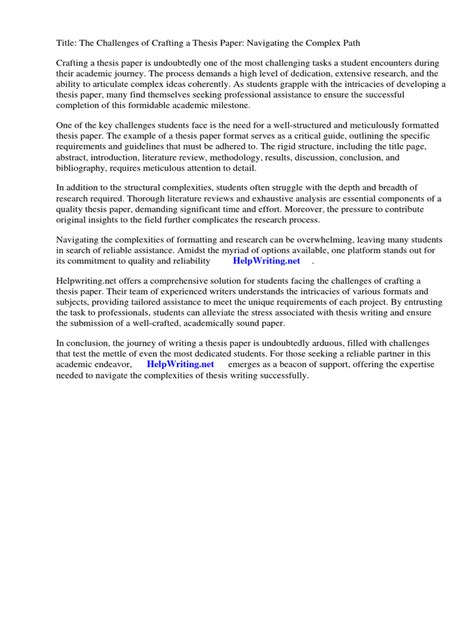 Example Of Thesis Paper Format Pdf Thesis Essays