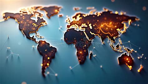 Global Communication Network Visualized On 3d World Map Intricate Glowing Nodes Connect