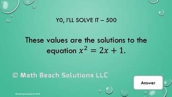 Quadratic Equations And Inequalities Game Show Activity By Math Beach Solutions