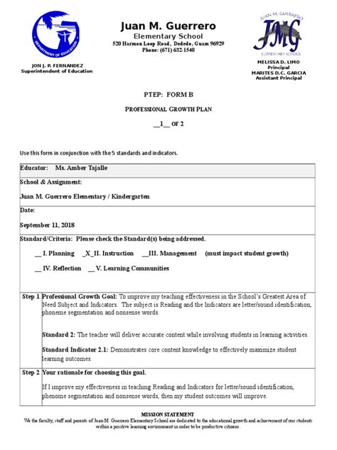 Ptep Form B 2 Pdf Literacy Lesson Plan