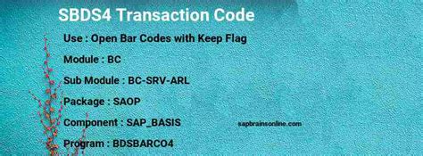 SBDS4 SAP Tcode For Open Bar Codes With Keep Flag