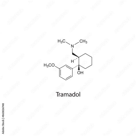 Tramadol Flat Skeletal Molecular Structure Opioid Analgesic Drug Used