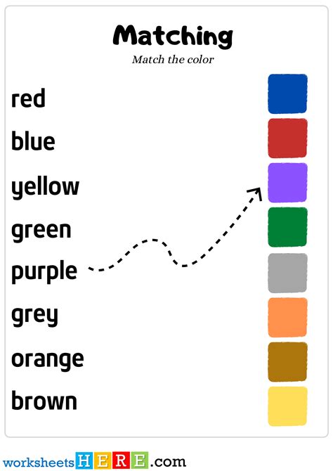 Color Words Matching With Square Shape Matching Activity WorksheetsHere Com