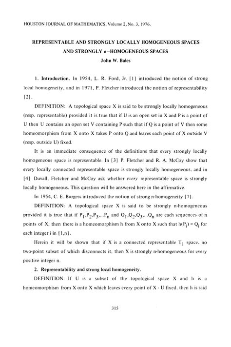 Pdf Representable And Strongly Locally Homogeneous Spaces And